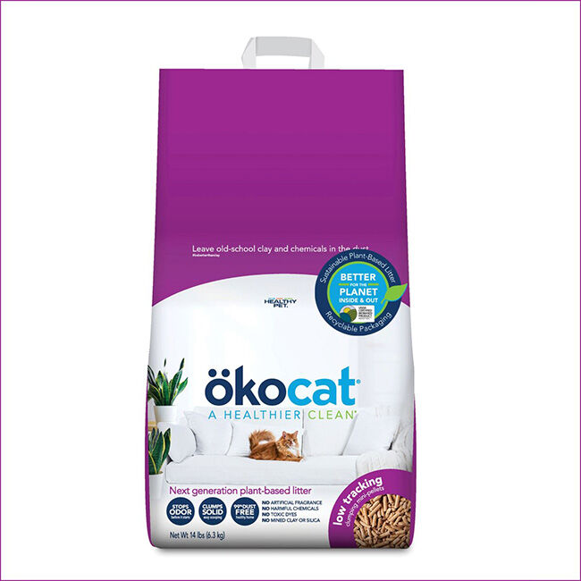 Okocat Less Mess Clumping Low-Tracking, Mini-Pellets Wood Cat Litter-14 ...