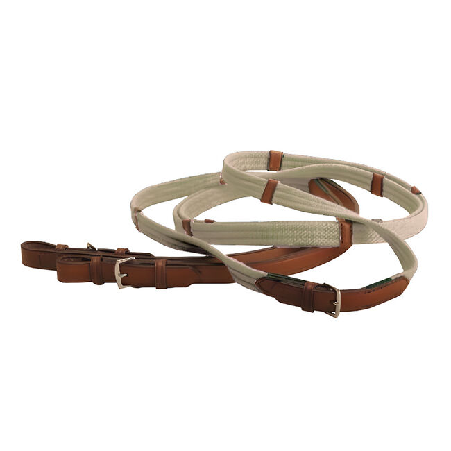 Tory Leather 3/4" x 60" Bridle Leather & Cotton Web Reins with Leather ...