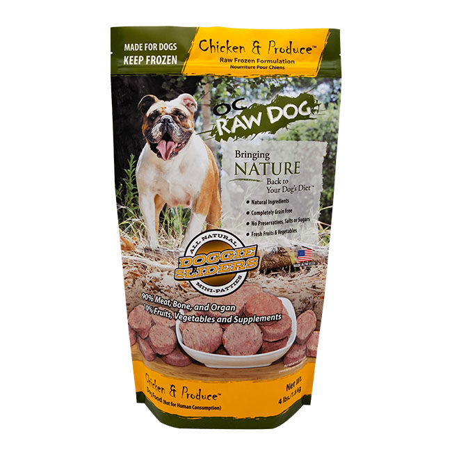 OC Raw Frozen Raw Dog Food Mini Patties - Chicken & Produce Recipe ...