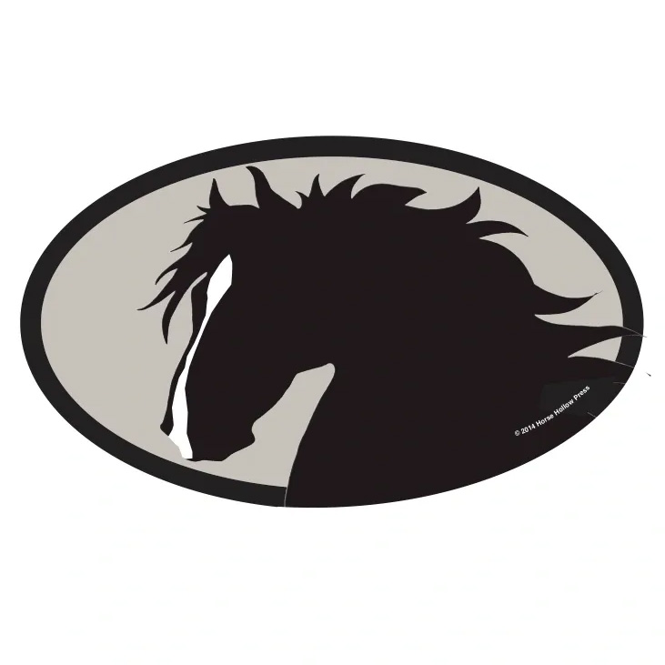 Horse Hollow Press Oval Bumper Sticker - "Horse with Flowing Mane ...