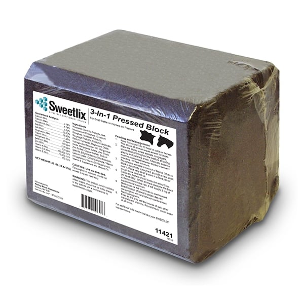 Sweetlix 3-in-1 Molasses Pressed Block - 40 lb | The Cheshire Horse