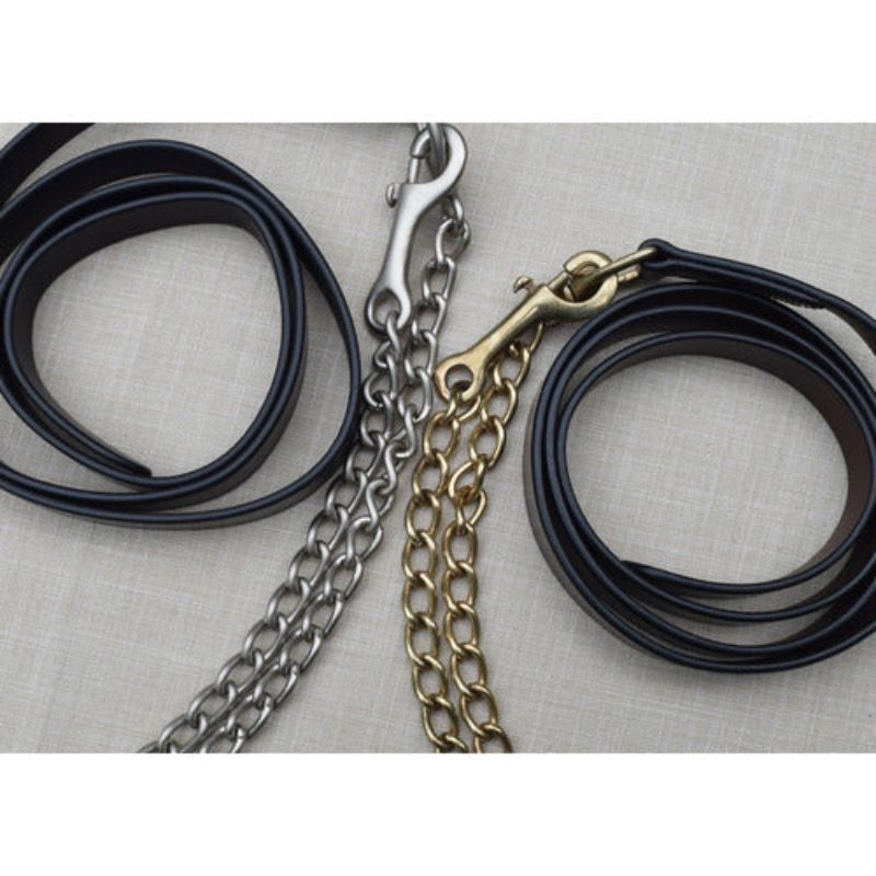 KL Select Red Barn Leather Lead Line with Chain | The Cheshire Horse