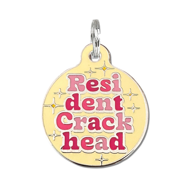 Bad Tags Dog ID Tag - Resident Crackhead - Yellow | The Cheshire Horse