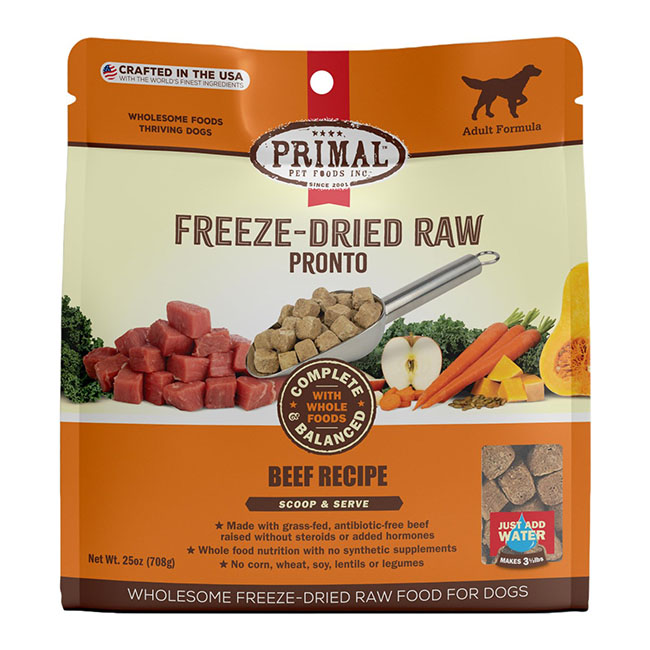 Primal Pronto Raw Frozen Dog Food - Beef Recipe - 4 lb | The Cheshire Horse