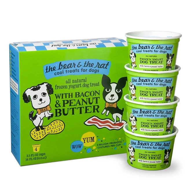 The Bear & The Rat Frozen Yogurt Dog Treats with Bacon & Peanut Butter ...