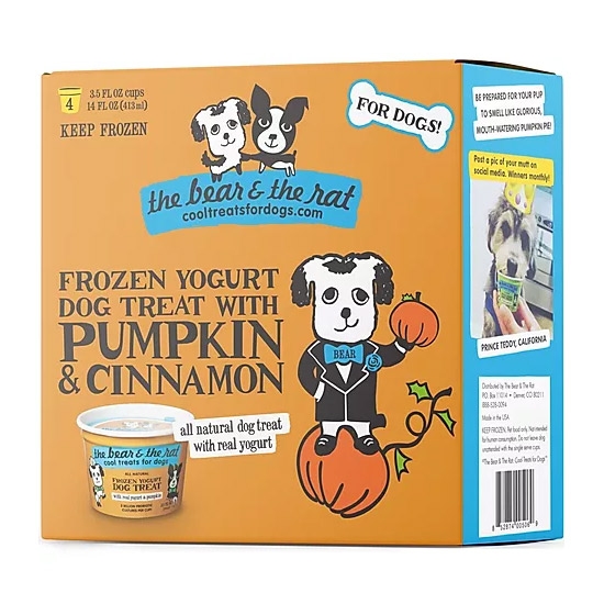 The Bear & The Rat Frozen Yogurt Dog Treat with Pumpkin & Cinnamon - 4 ...