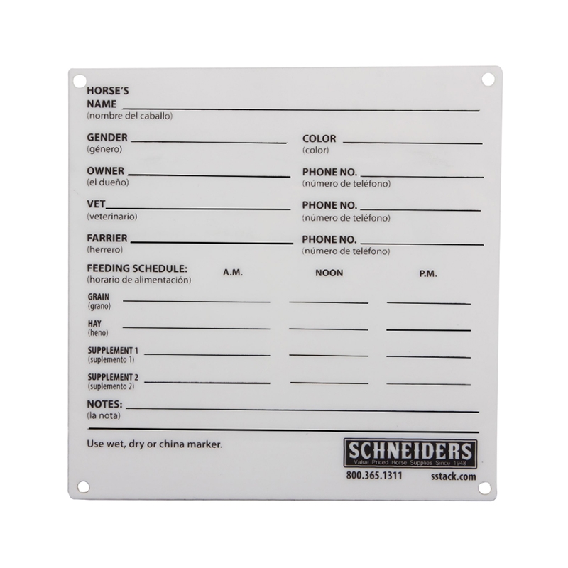Schneiders Plexiglass Stall Information Card - Closeout | The Cheshire ...