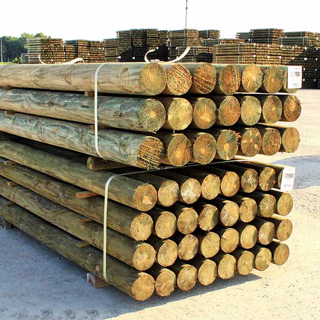 Round Pressure Treated Wood Fence Post 5", 10' | The Cheshire Horse