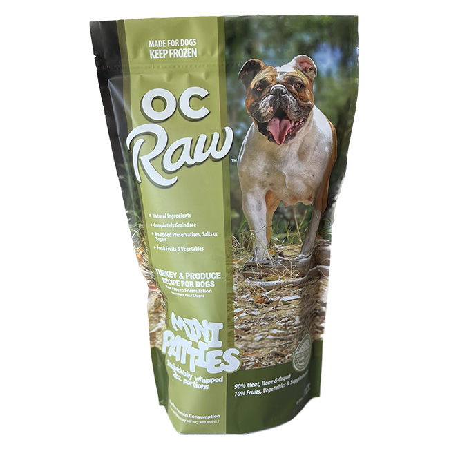 OC Raw Frozen Raw Dog Food Mini Patties - Turkey & Produce Recipe | The ...