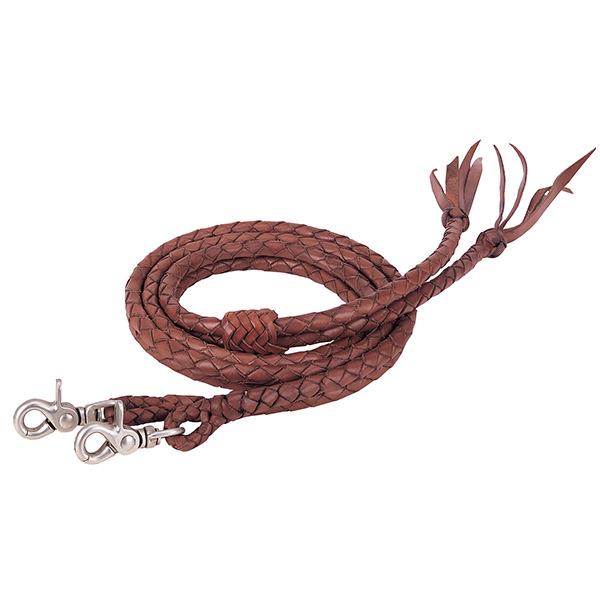 Weaver Equine Round Braided Latigo Split Reins - Brown | The Cheshire Horse